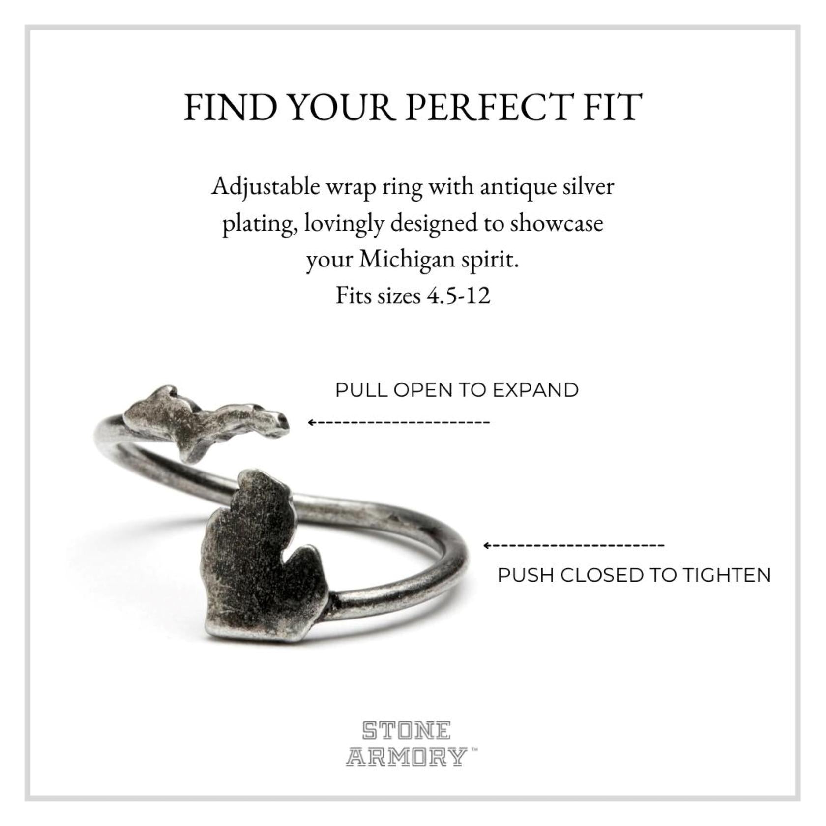 State of Michigan Ring - Antique Silver Michigan Jewelry – Stone Armory