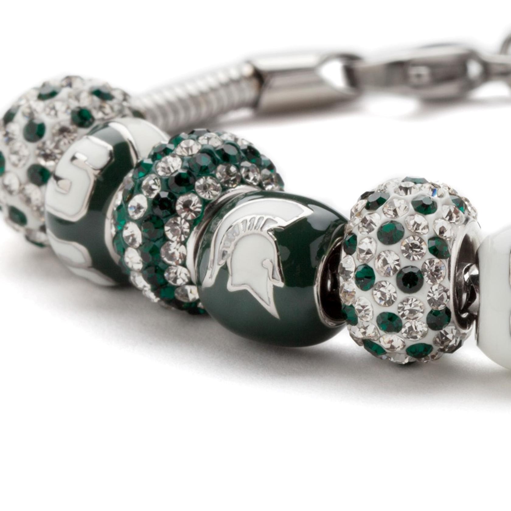 Michigan State Spartan Green and White Bead Set - Double-Sided Block ...