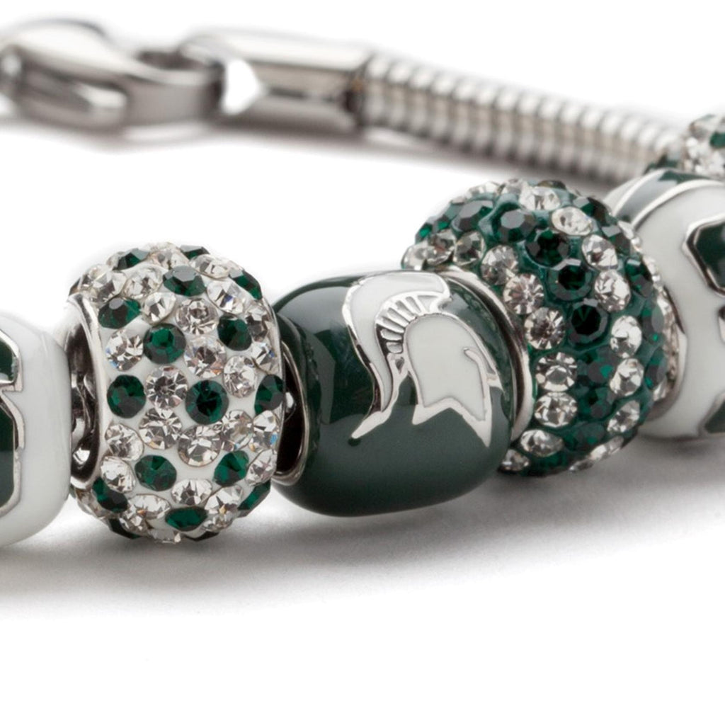 Michigan State Spartan Green and White Bead Set - Double-Sided Block ...
