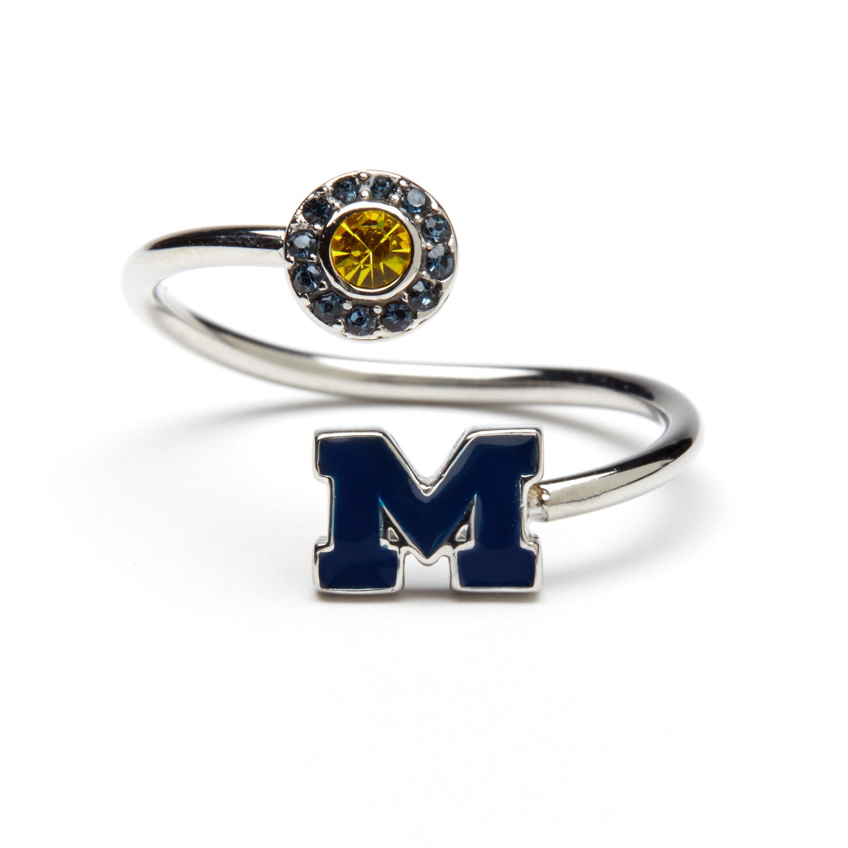University of Michigan Jewelry Blue M Adjustable Stainless Steel Ring ...
