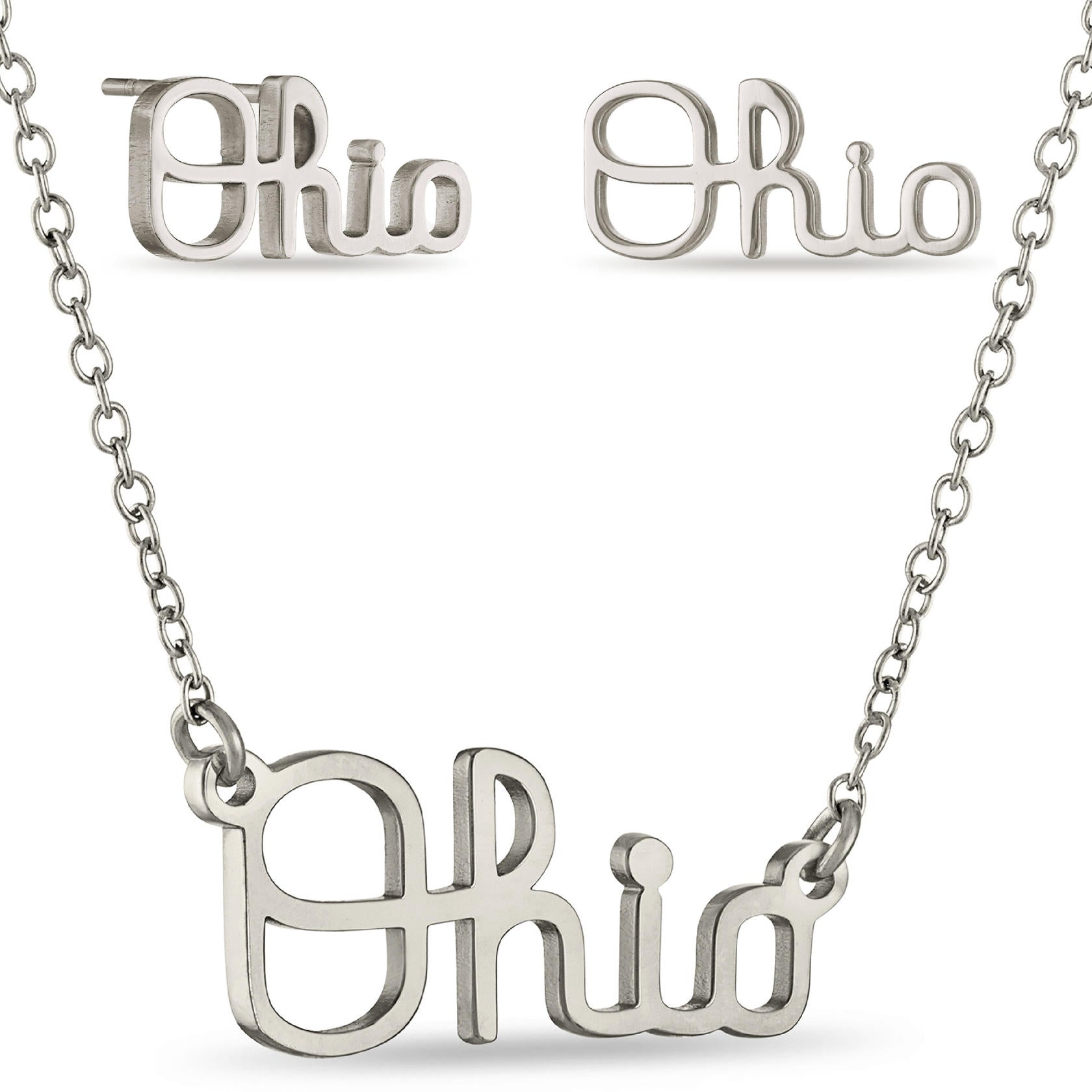 Ohio State Script Ohio Stud Earrings + Necklace Set – Stone Armory