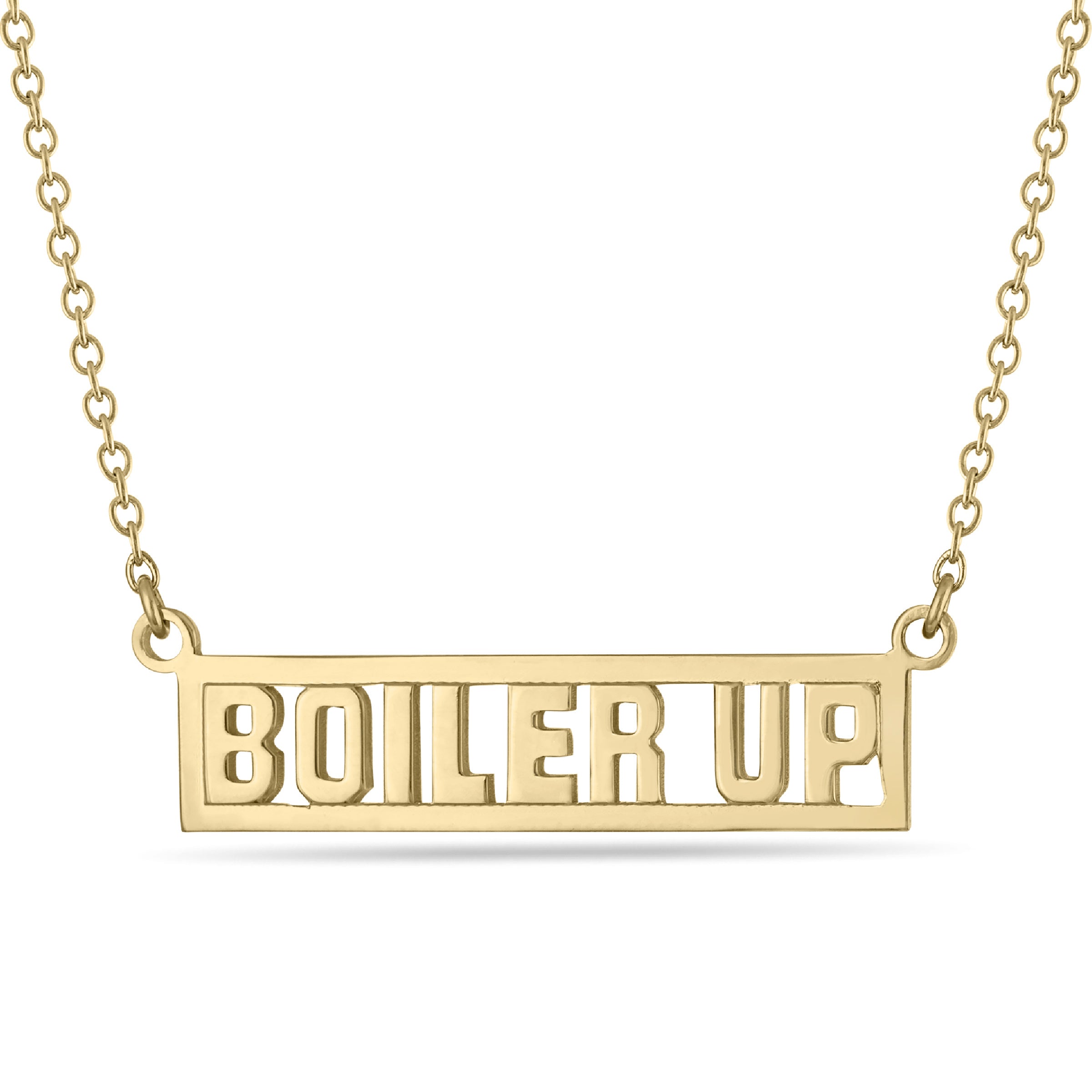 Purdue BOILER UP Gold Plated Script Bar Necklace – Stone Armory